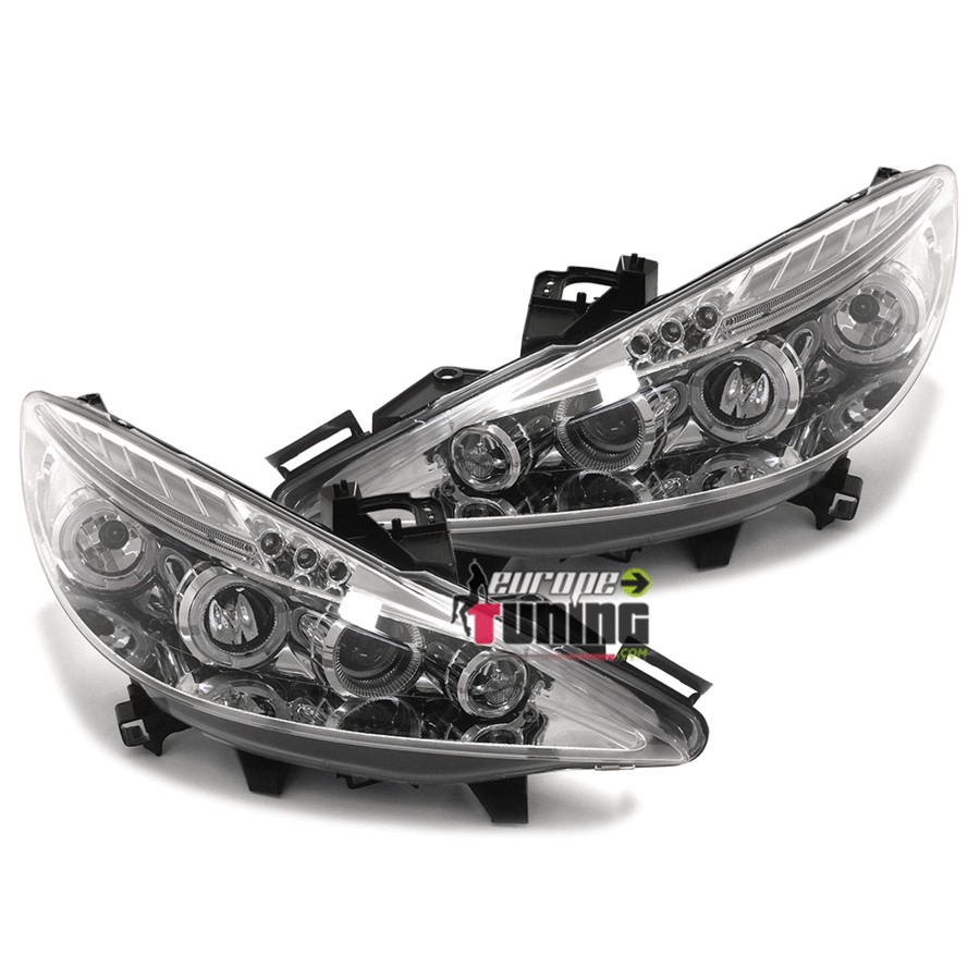 PHARES FEUX AVANTS ANGEL EYES LED PEUGEOT 207 PHASES 1 et 2 (13350) | Dommarket